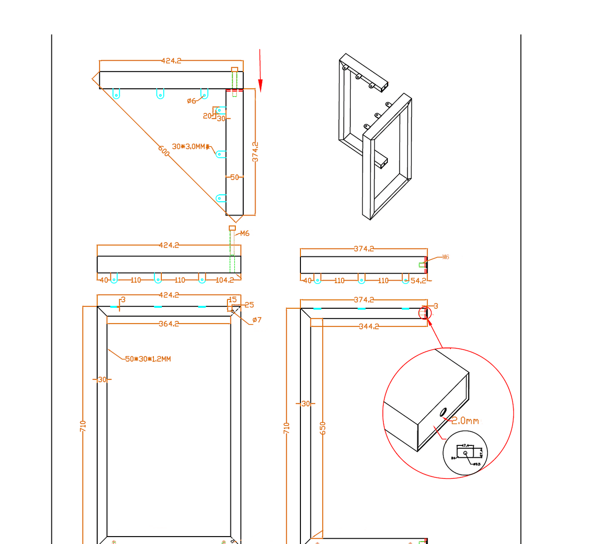 Industrial L-Shape Table Legs, 71cm Height, G800011-C
