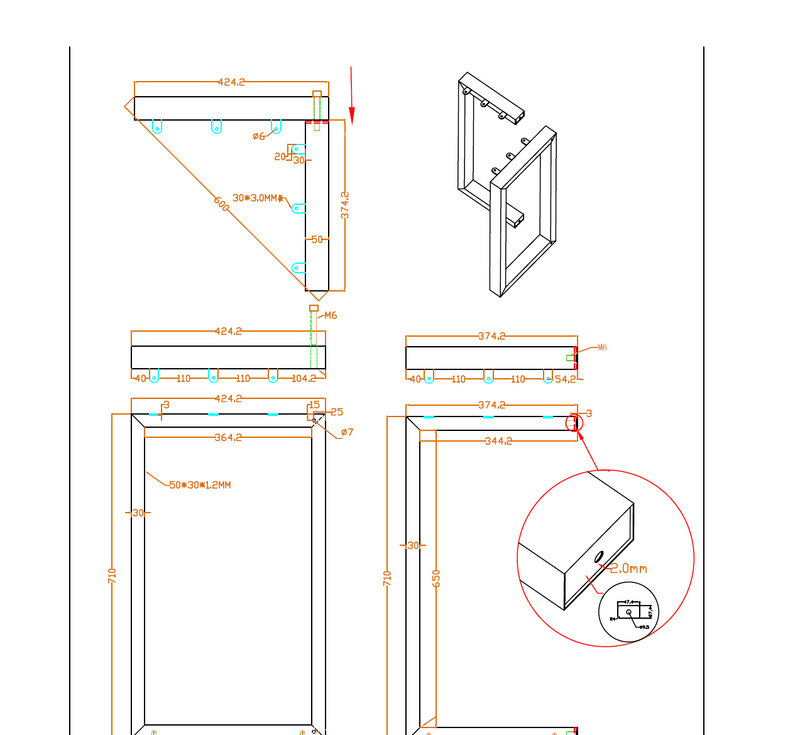 Industrial L-Shape Table Legs, 71cm Height, G800011-C